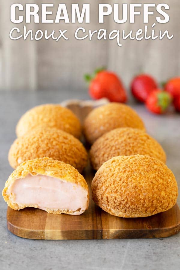 Strawberry Cream Puffs (Choux Craquelin) - El Mundo Eats
