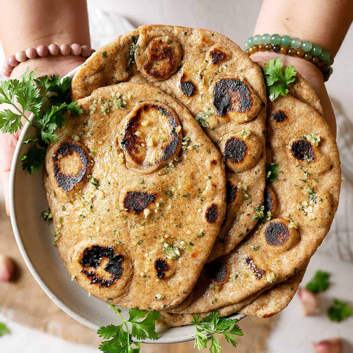 100% Whole Wheat Garlic Naan - El Mundo Eats