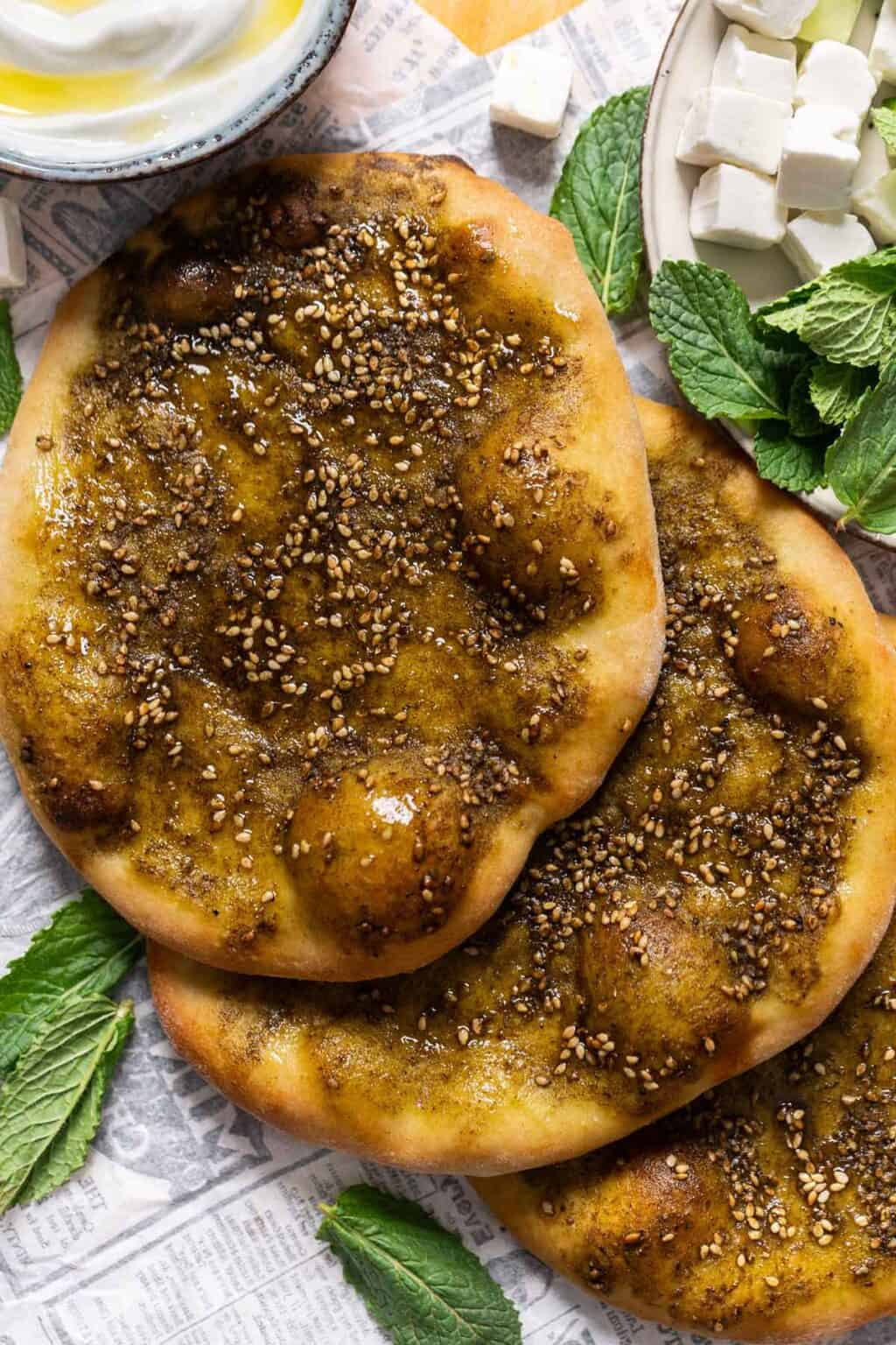 Lebanese Flatbreads (Manoushe Zaatar) - El Mundo Eats
